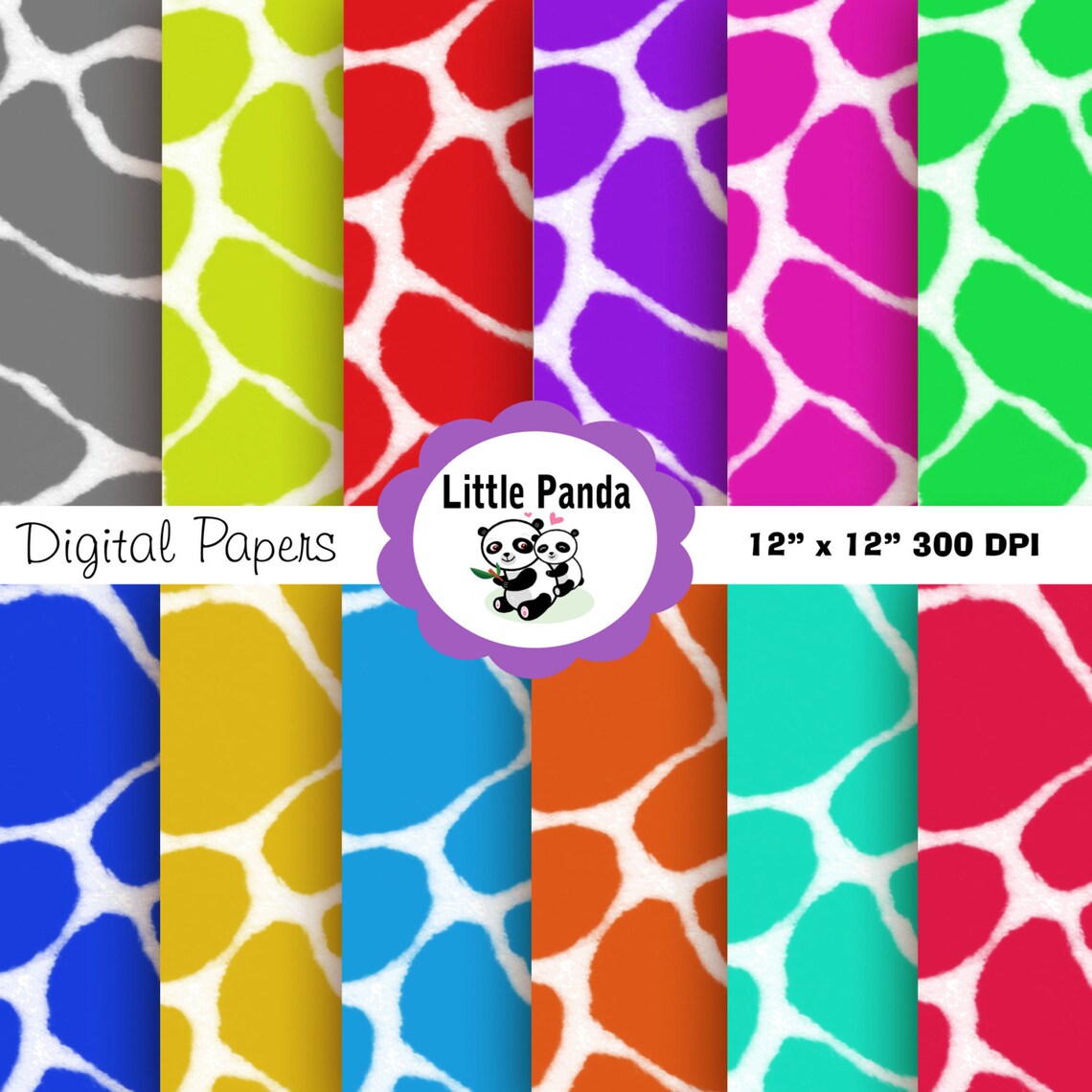 Giraffe Print Digital Paper Pack Scrapbook Papers 12 Jpg - Etsy