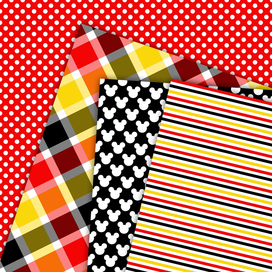 Mickey Mouse Digital Paper, Scrapbook Papers, Mickey Background, Polka ...