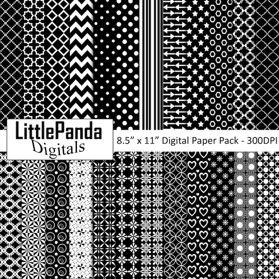 Black and White Digital Paper Background Scrapbook Papers - Etsy