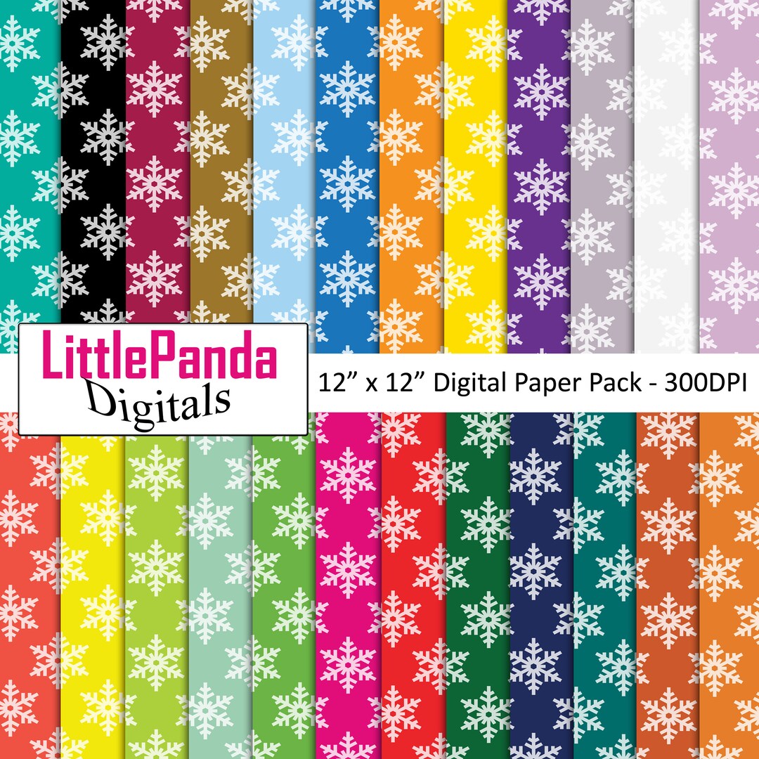 Snowflake Digital Papers Christmas Background New Years Scrapbook Paper ...