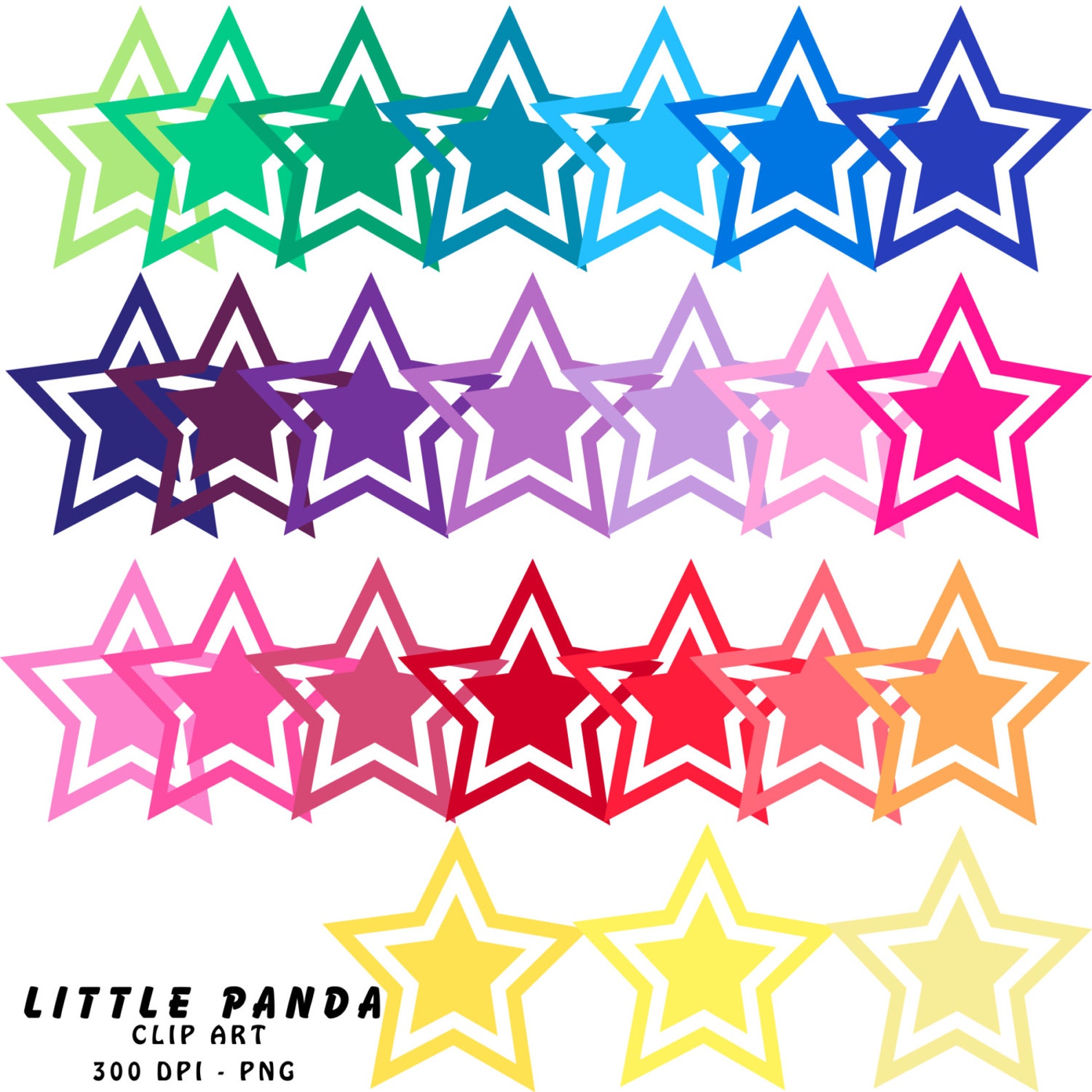 Rainbow Stars Digital Clip Art - Personal and Commercial Use - Instant ...