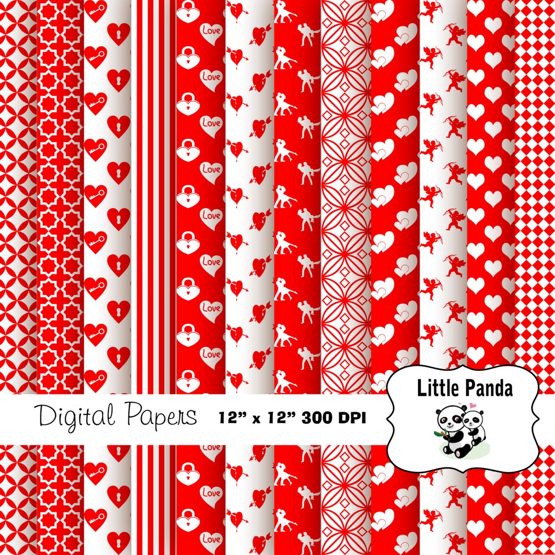 Valentine Digital Paper - Digital Scrapbooking - Instant Download ...