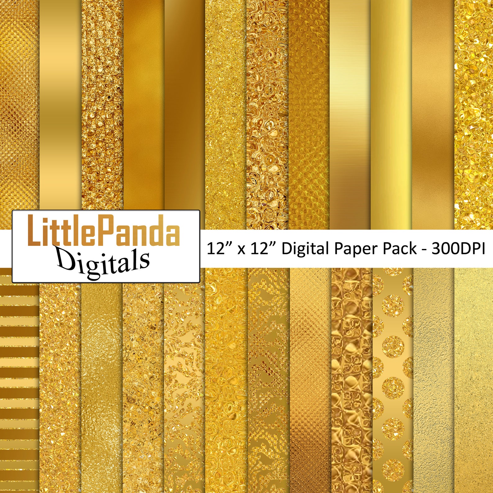Gold Digital Paper, Scrapbook Paper, Gold Foil Digital Paper, Gold ...