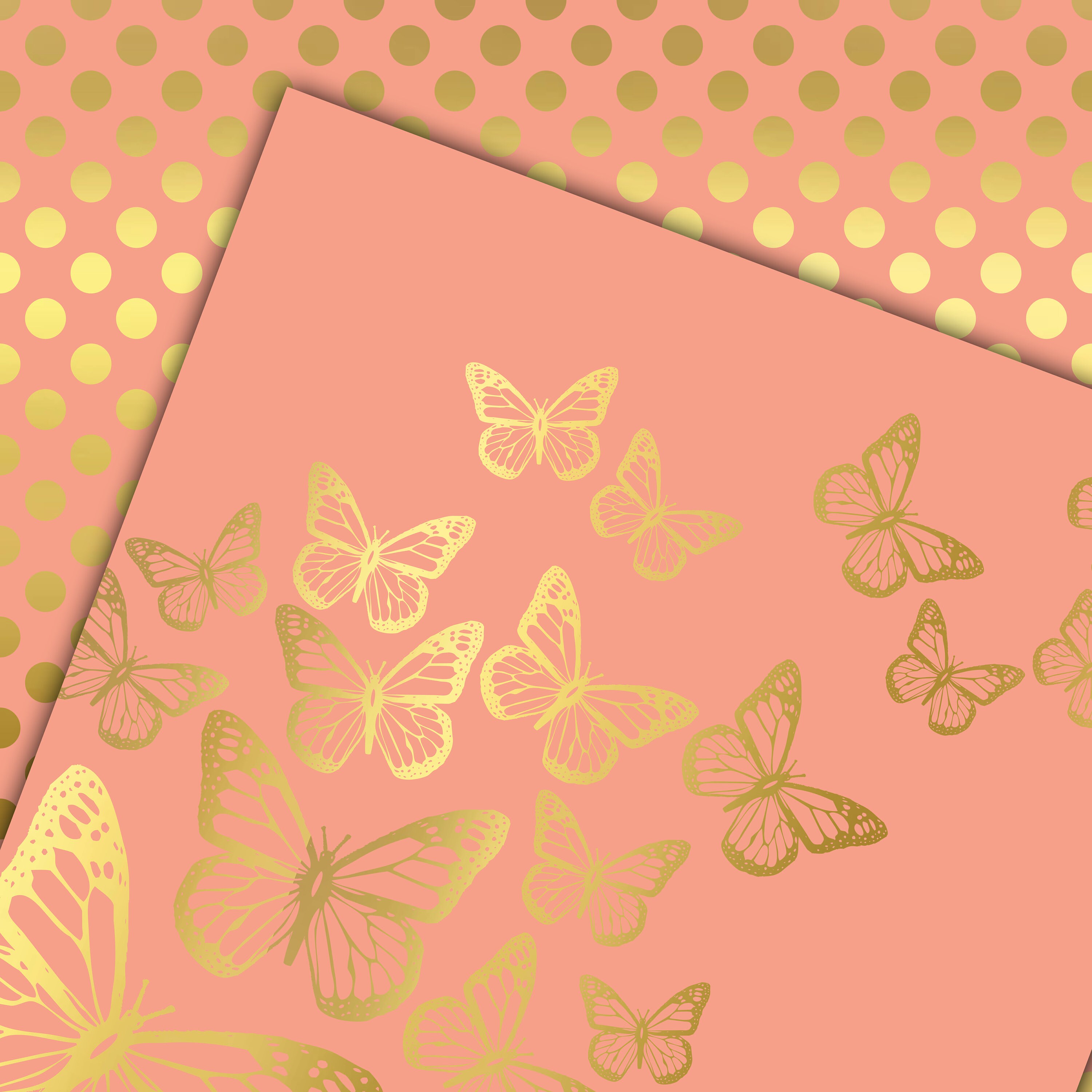 Gold Coral Digital Paper Background Scrapbook Polka Dots - Etsy