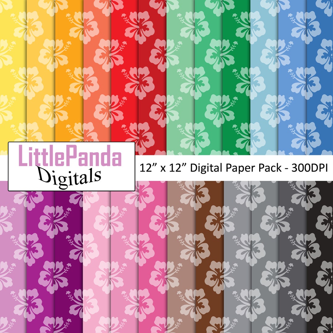 Hibiscus Scrapbook Paper, Hawaiian Flowers Digital Paper, Seamless ...