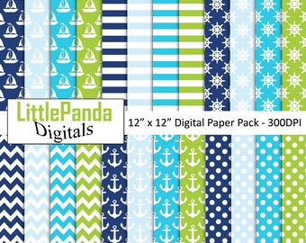 Nautical Digital Paper Anchor Background Boat Scrapbook Paper | Etsy