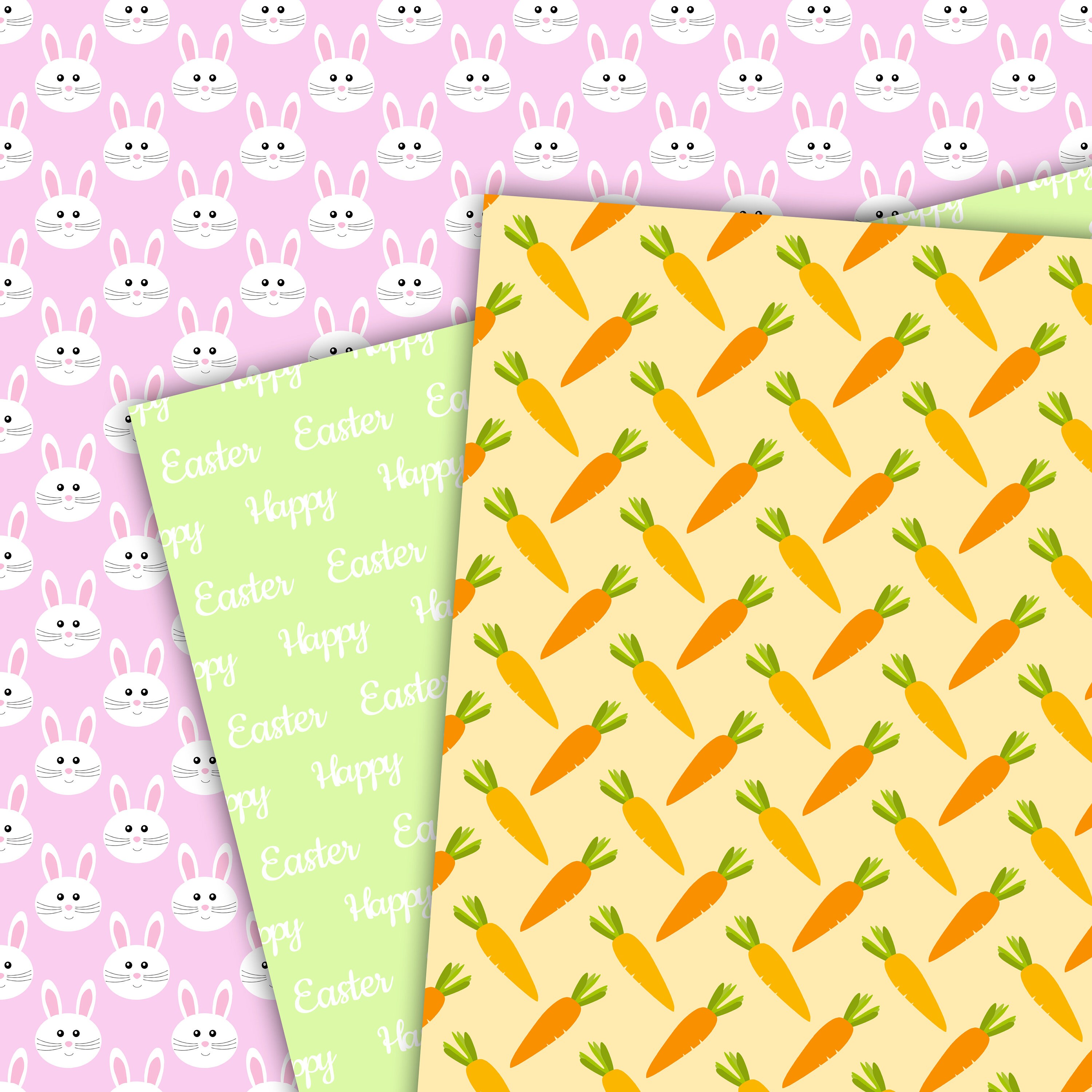 Easter Digital Paper Bunny Pattern Carrot Background Chick - Etsy