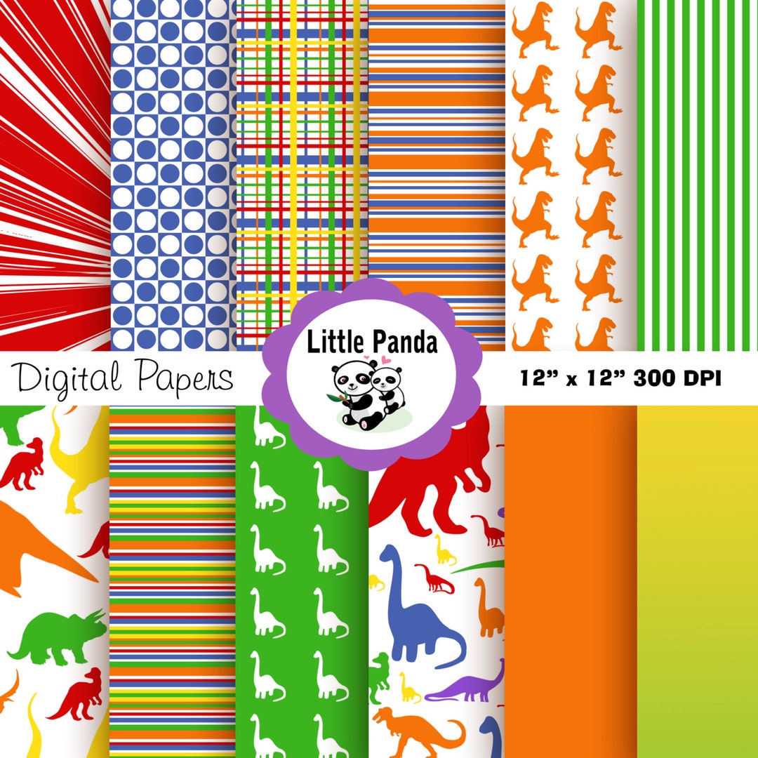 Dinosaurs Digital Paper Pack, Scrapbook Papers, 12 Jpg Files 12 X 12 ...
