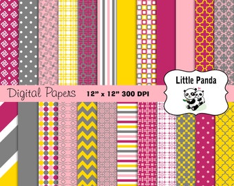 Pink Gray Yellow | Etsy