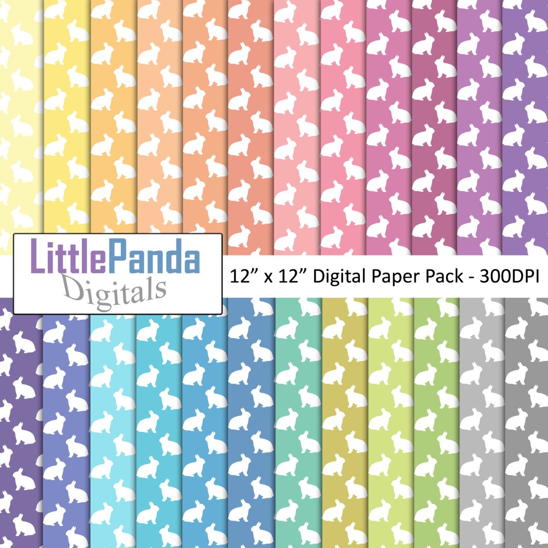 Easter Bunny Digital Paper, Spring Rabbit Digital Paper, Scrapbook ...
