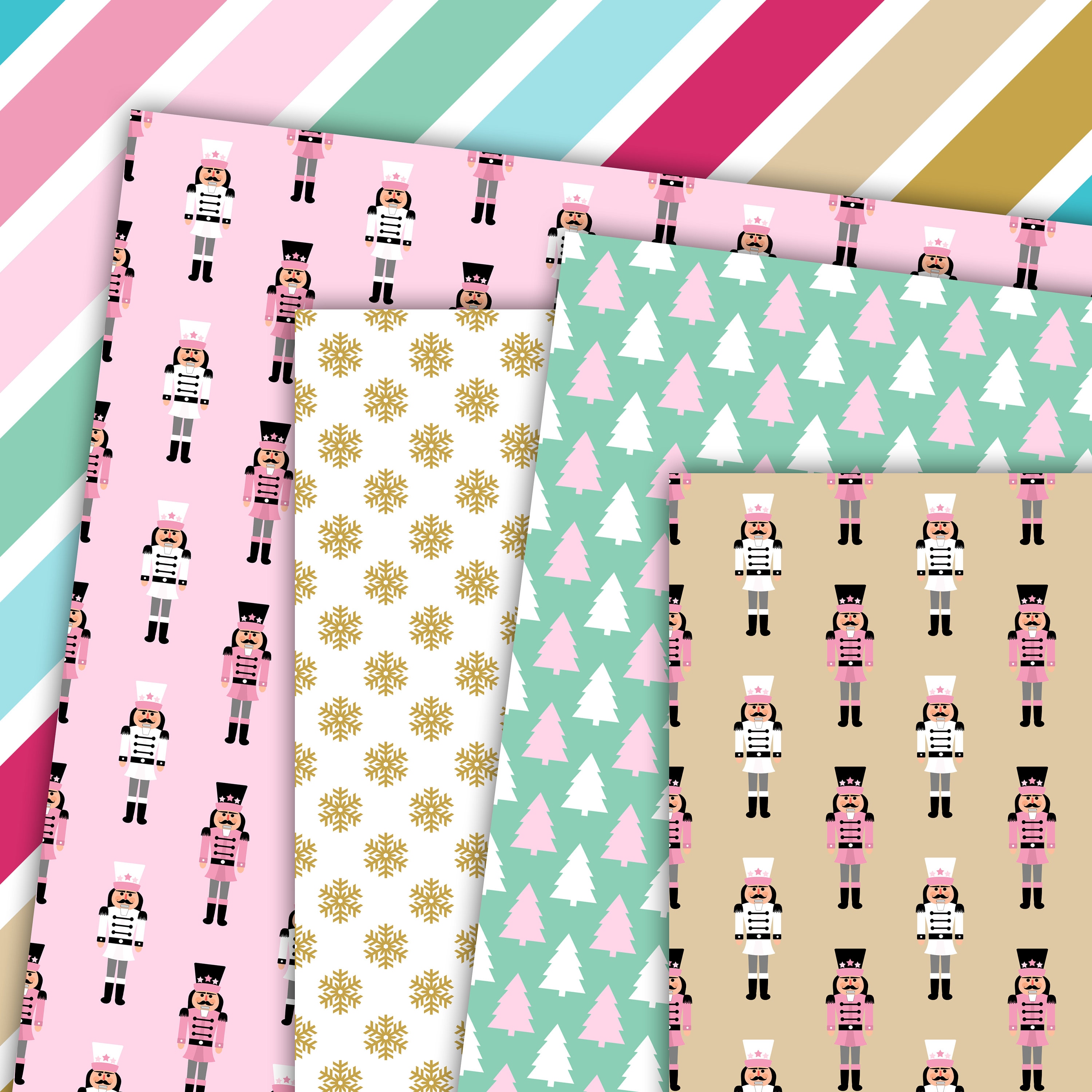 Christmas Nutcracker Digital Paper Snowflake Polka Dots - Etsy