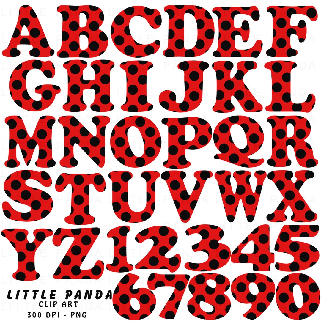 Polka Dots Alphabet & Numbers Clip Art Digital Scrapbooking - Instant ...
