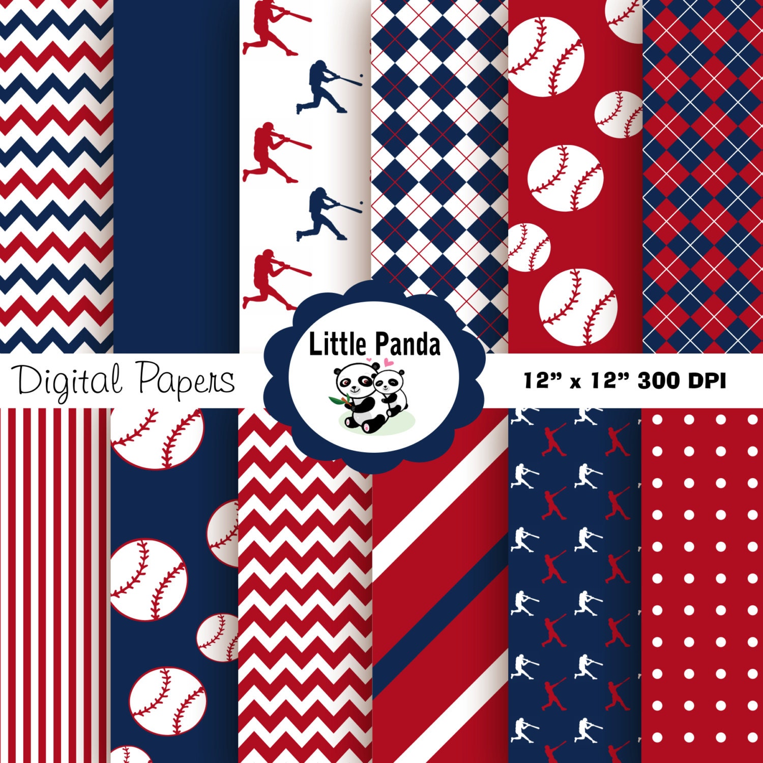 Baseball Digital Paper Pack Digital Scrapbooking Papers 12 - Etsy España