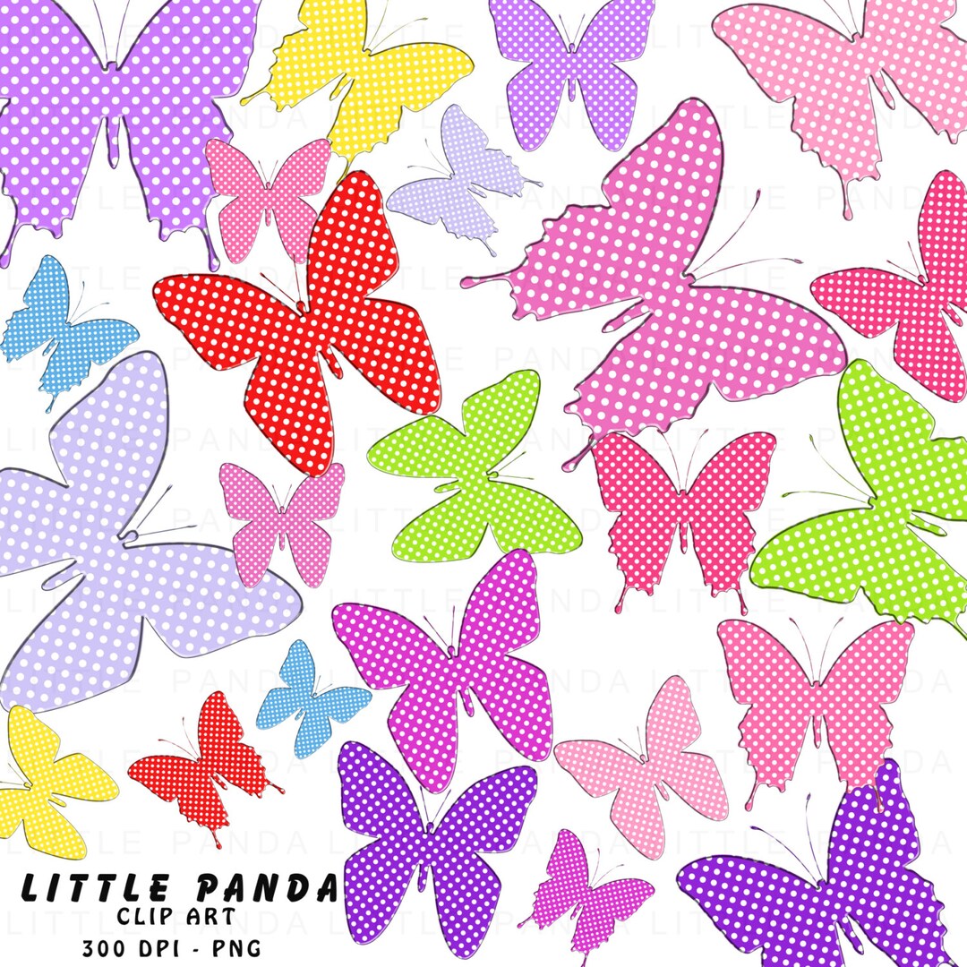 Polka Dot Butterflies Digital Clip Art - Personal and Commercial Use ...