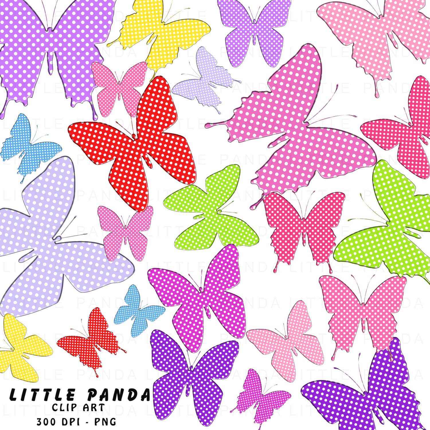 Polka Dot Butterflies Digital Clip Art Personal and - Etsy