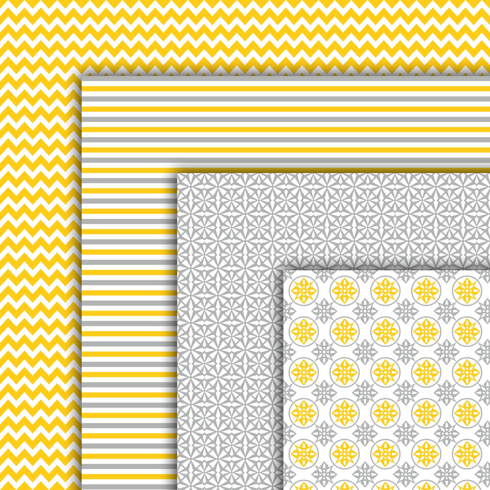 Gray and Yellow Digital Paper Scrapbook Papers Wallpaper - Etsy