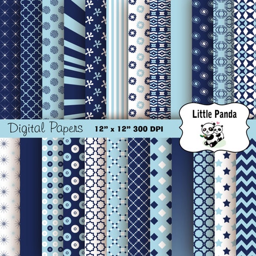 Navy Blue and Gray Digital Paper Patterns Scrapbook Papers - Etsy