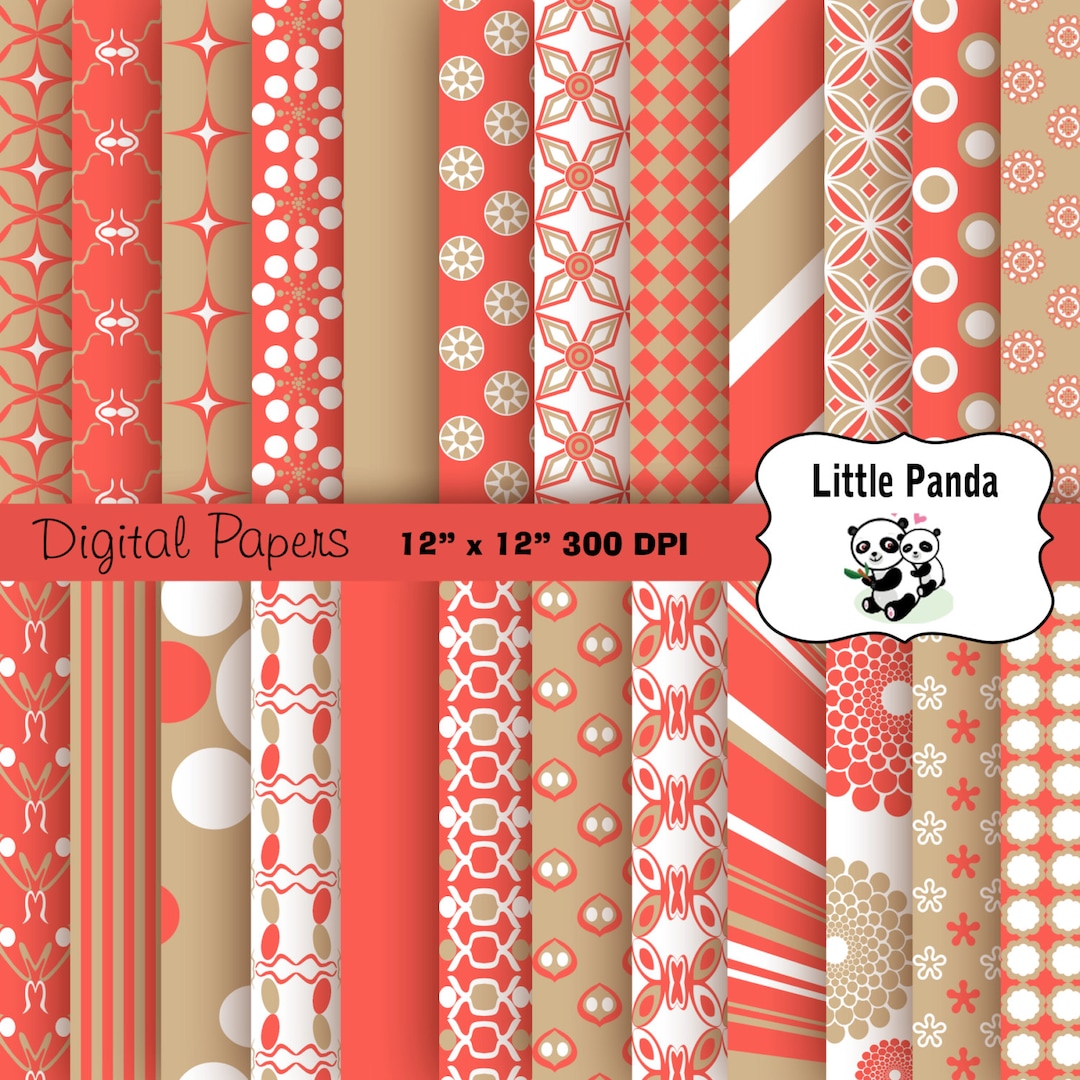 Sunset Orange and Tan Digital Paper - Digital Scrapbooking - Instant ...