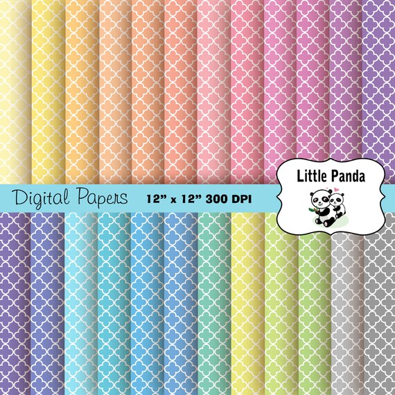 Pastel Quatrefoil Digital Paper Digital Scrapbooking - Etsy