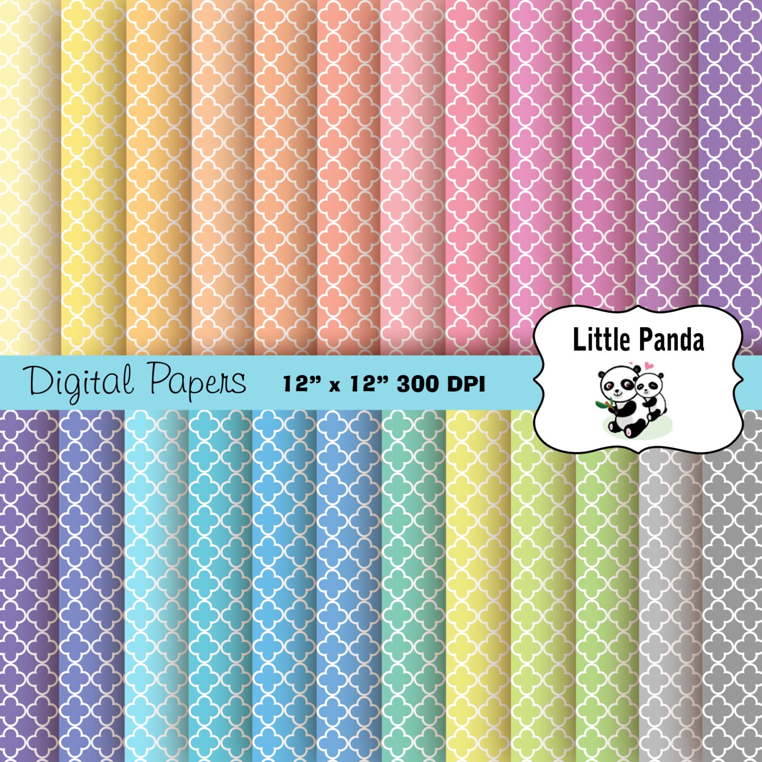 Pastel Quatrefoil Digital Paper - Digital Scrapbooking - Instant ...