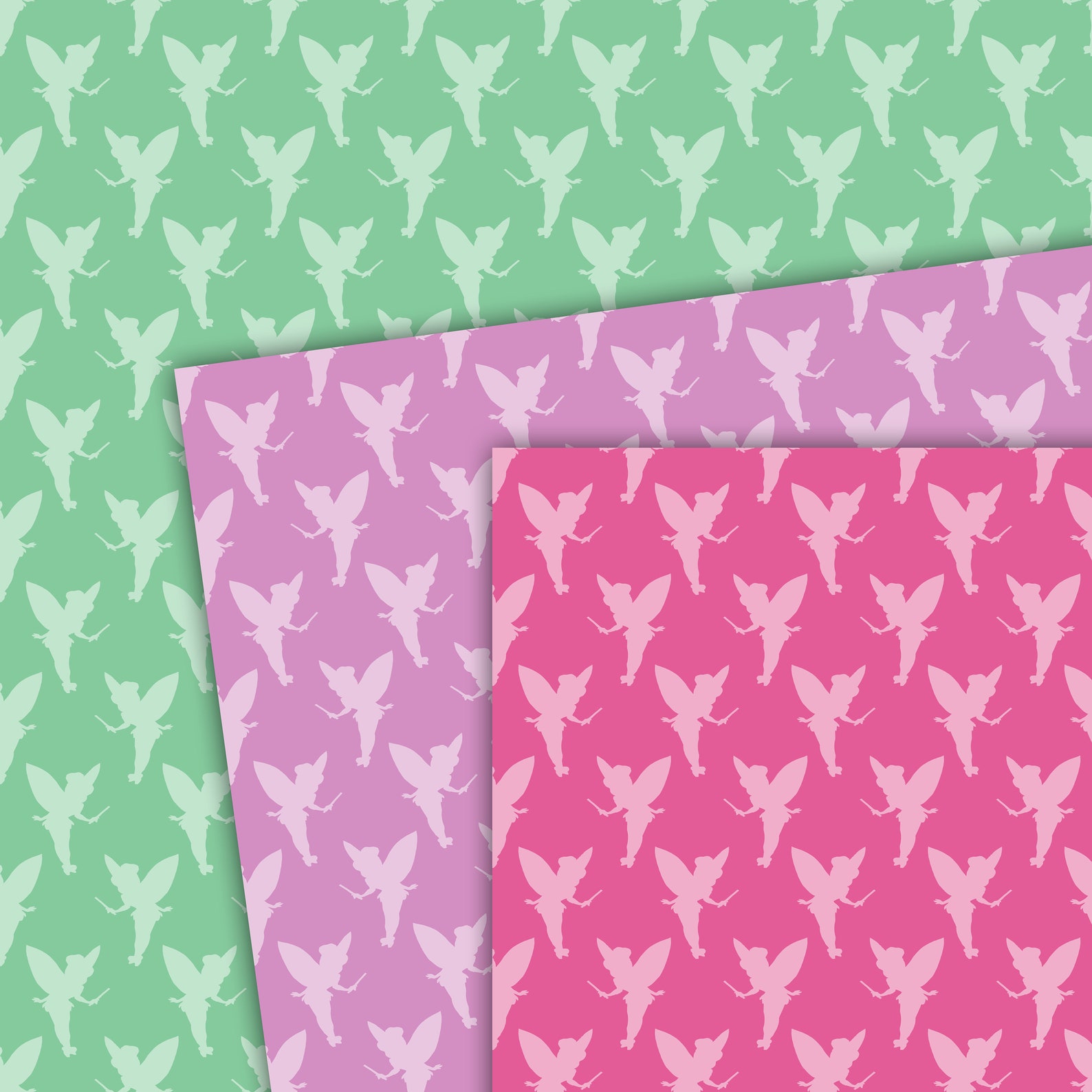 Tinkerbell Digital Paper, Fairy Scrapbook Paper, Birthday, Baby Shower ...