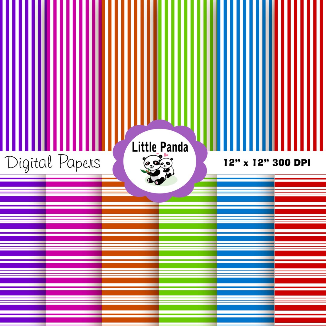 Stripes Digital Paper Pack, Scrapbook Papers, 12 Jpg Files 12 X 12 ...