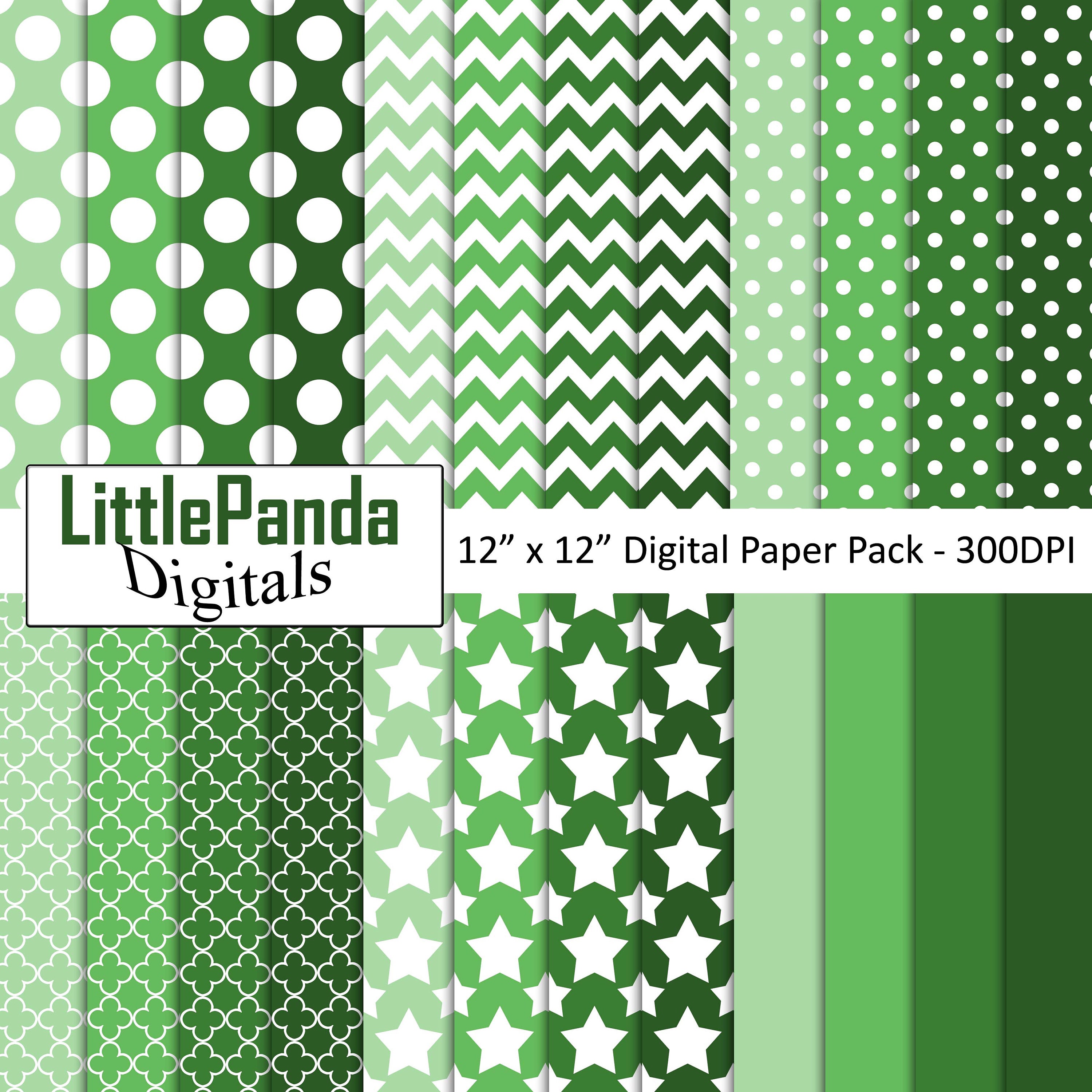 Green Digital Papers Polka Dot Digital Papers Digital Scrapbooking ...