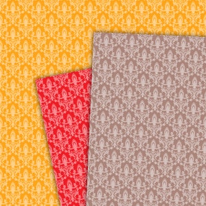 Damask Digital Paper Floral Pattern Damask Scrapbook Paper Background ...