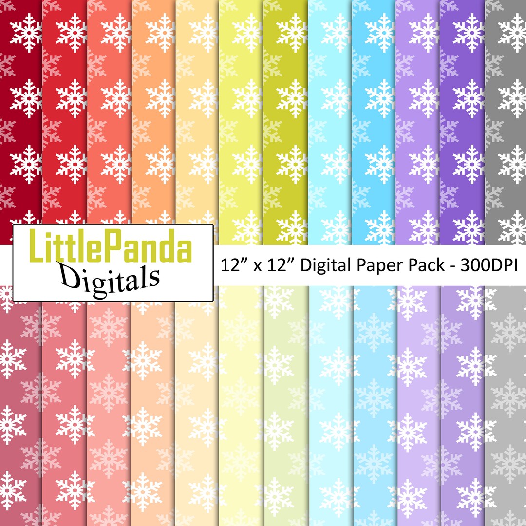 Snowflake Digital Papers Christmas Background New Years Scrapbook Paper ...