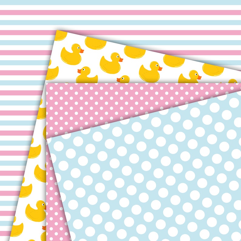 Rubber Duck Digital Paper, Baby Shower, Baptism, Birthday, Scrapbooking ...