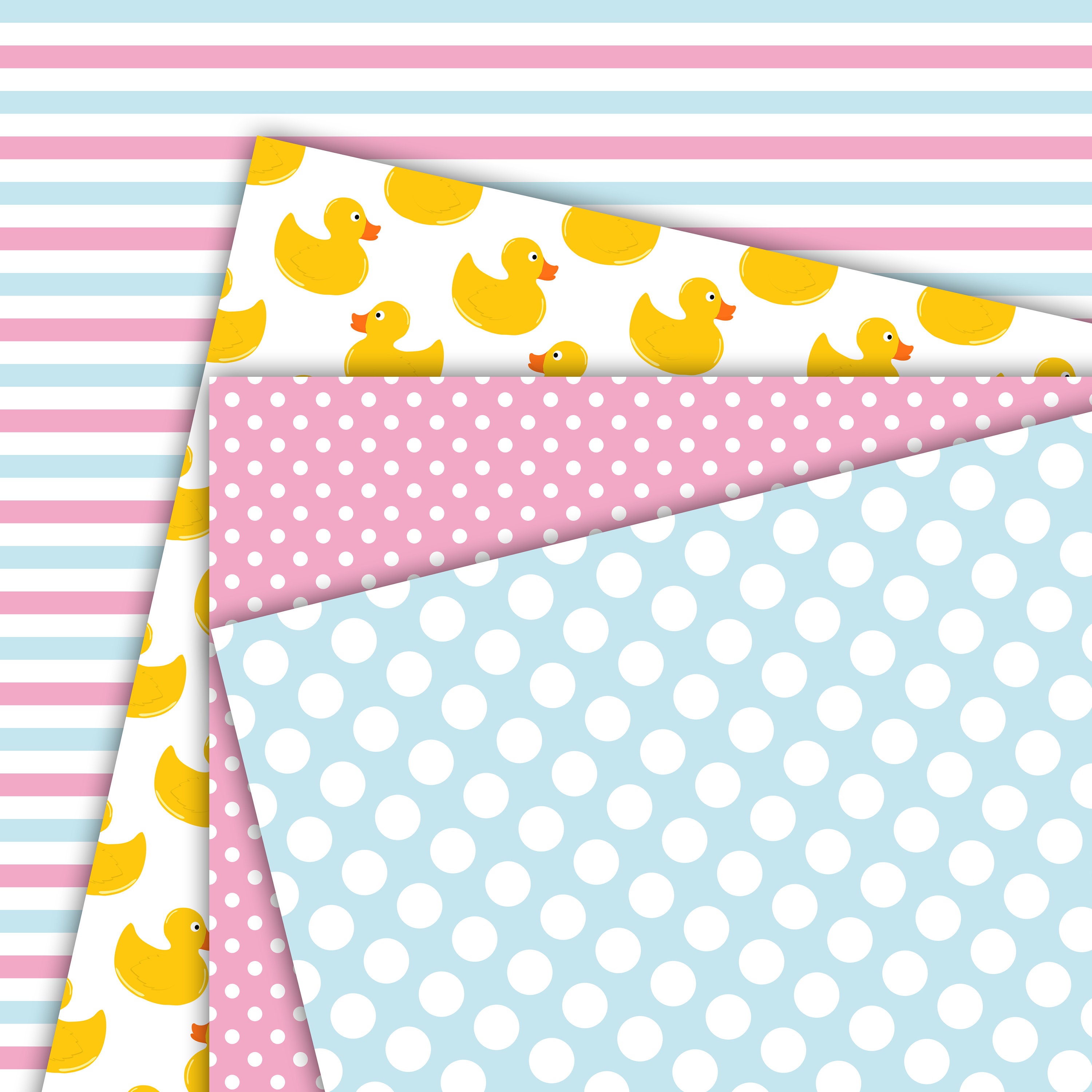 Rubber Duck Digital Paper, Baby Shower, Baptism, Birthday, Scrapbooking ...
