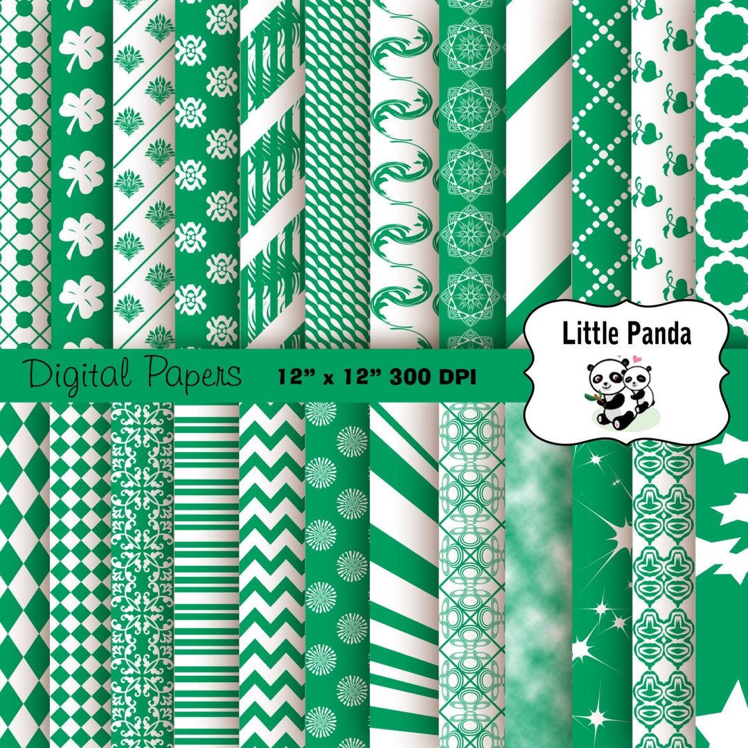 Shamrock Green Digital Scrapbook Papers 24 Jpg Files 12 X 12 - Instant ...
