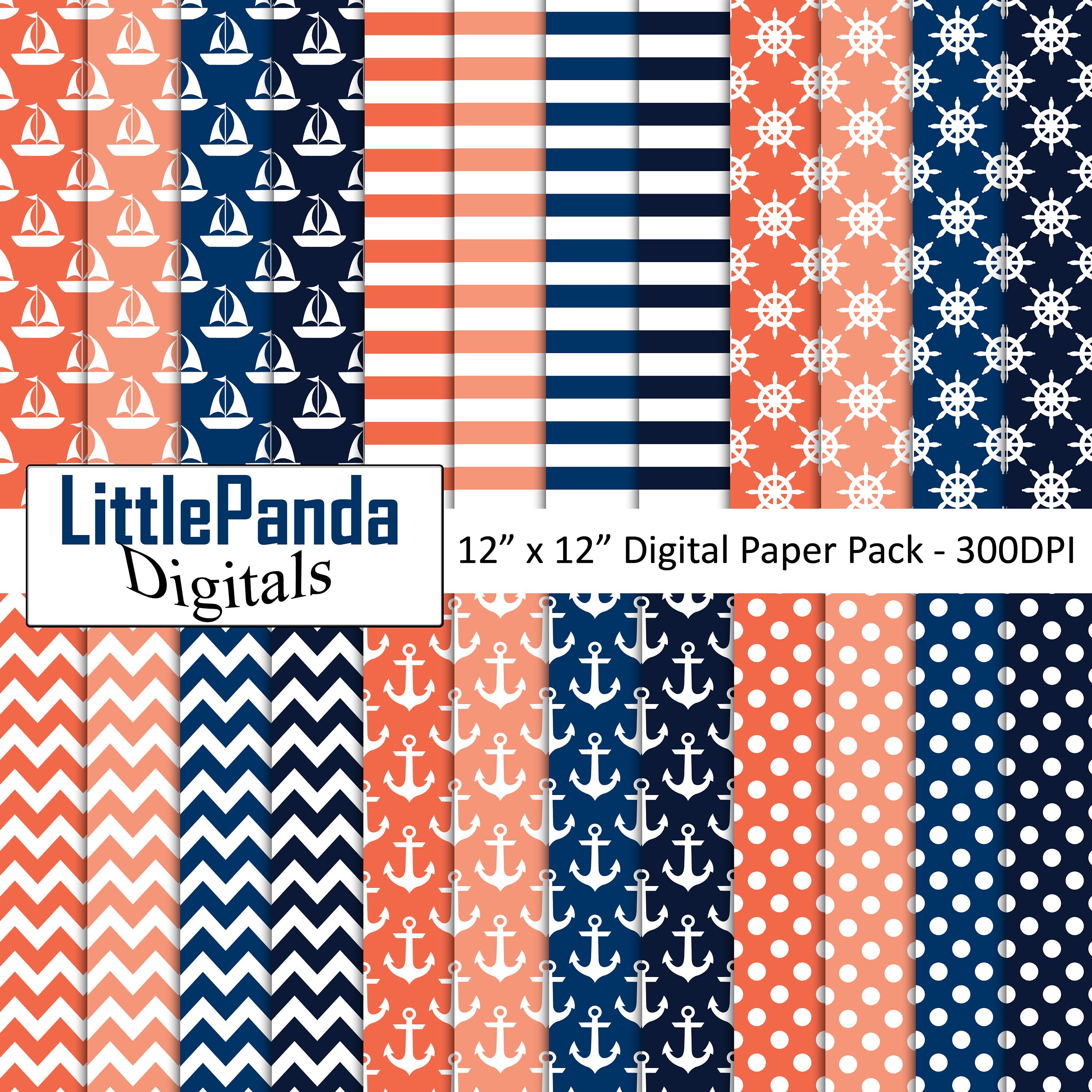 Coral And Navy Chevron Background