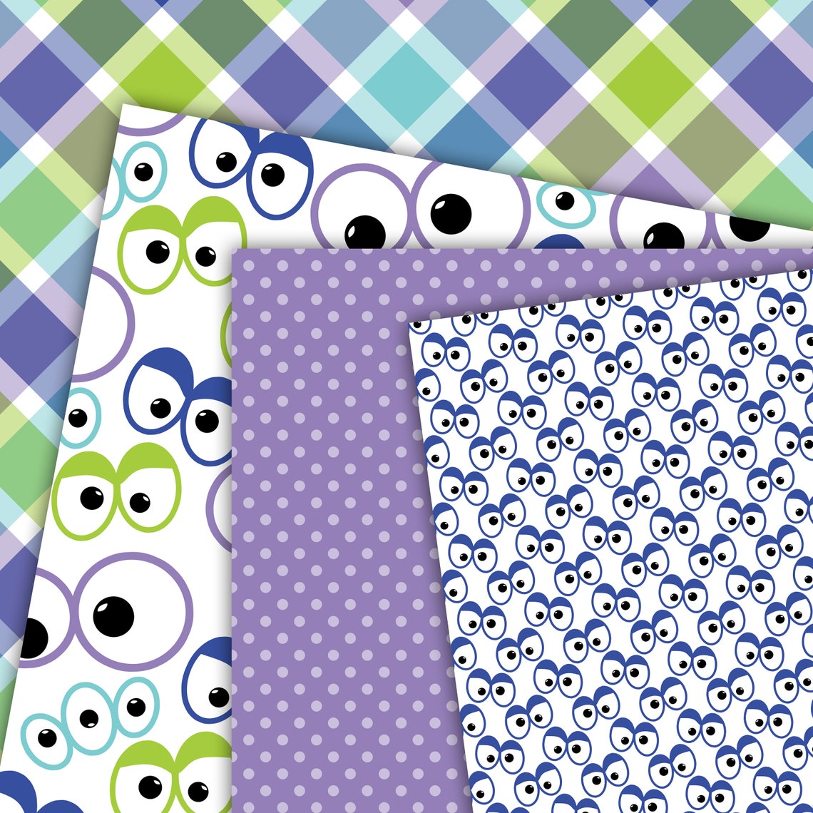 Monsters Digital Paper Monsters Scrapbook Papers Commercial | Etsy