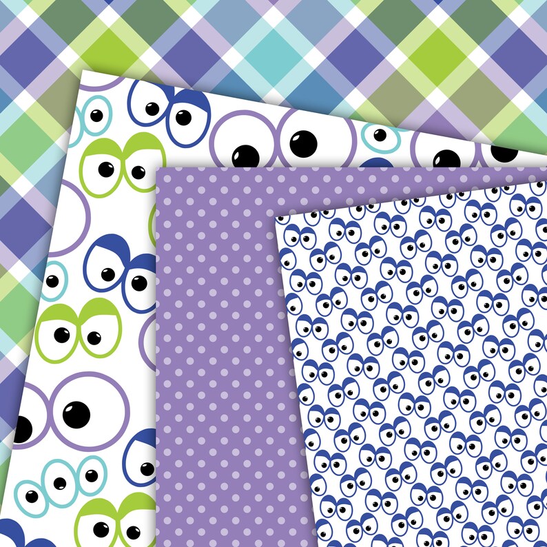 Monsters Digital Paper Monsters Scrapbook Papers Commercial | Etsy