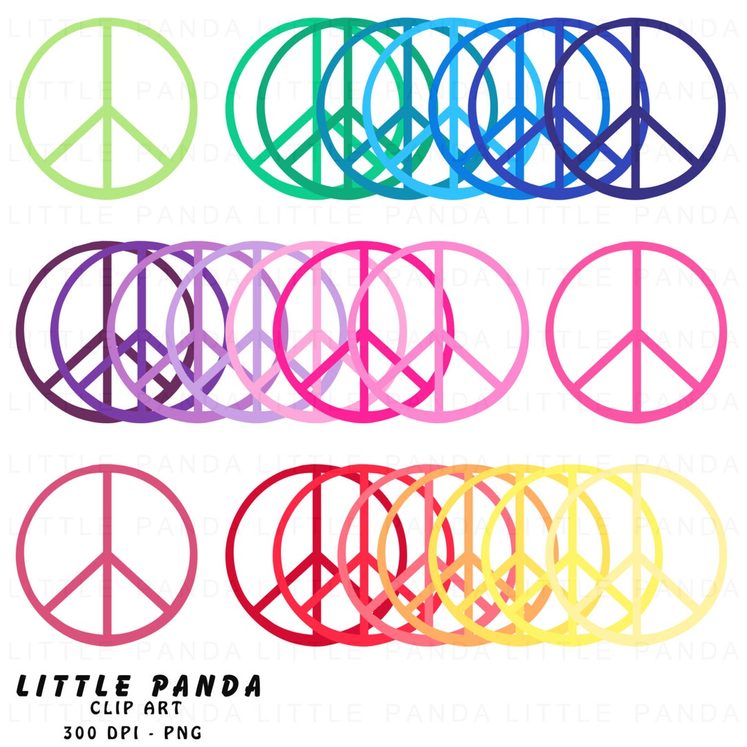 Rainbow Peace Signs Digital Clip Art - Personal and Commercial Use ...