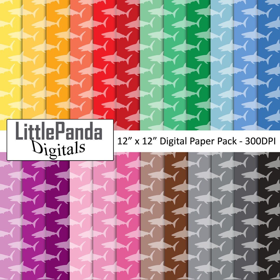 Shark Digital Paper, Sea Animal Patterns, Sea Scrapbook Papers, Shark ...