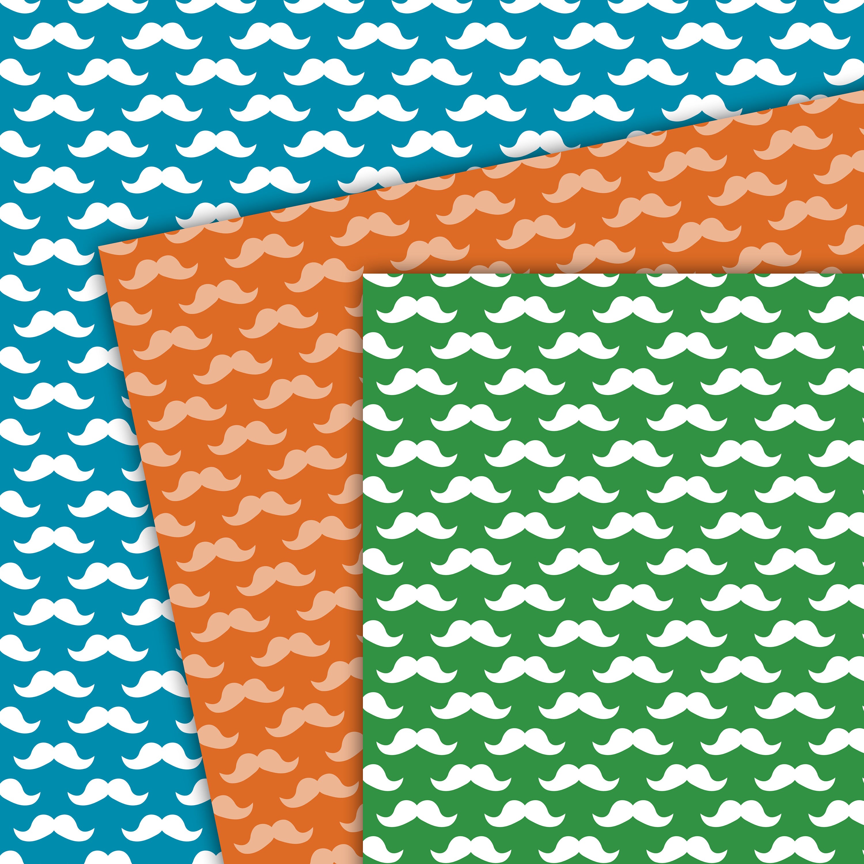 Mustache Digital Paper Stache Background Primary Colors Hipster Papers ...