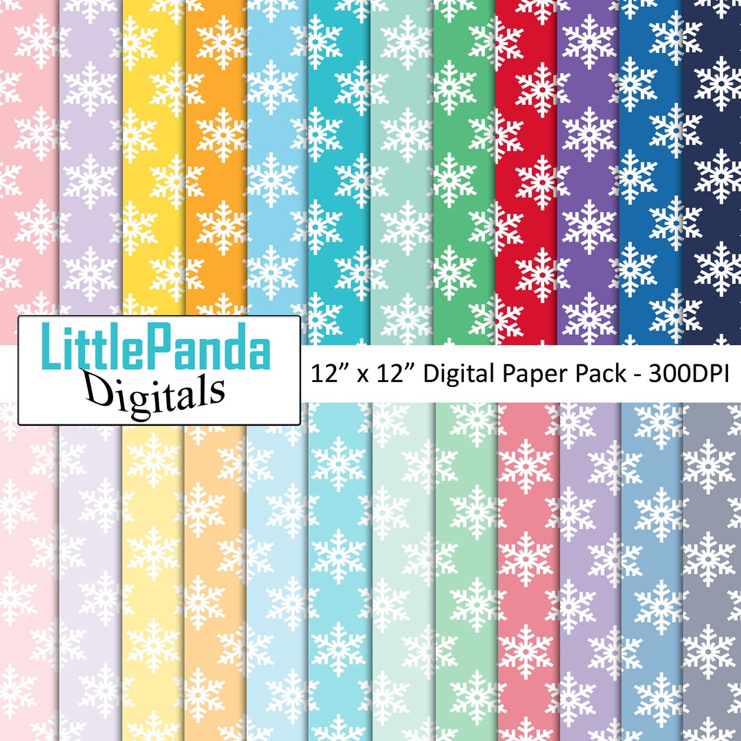 Snowflake Digital Papers Christmas Background New Years Scrapbook Paper ...
