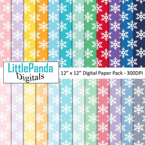 Snowflake Digital Paper Scrapbook Papers Background - Etsy