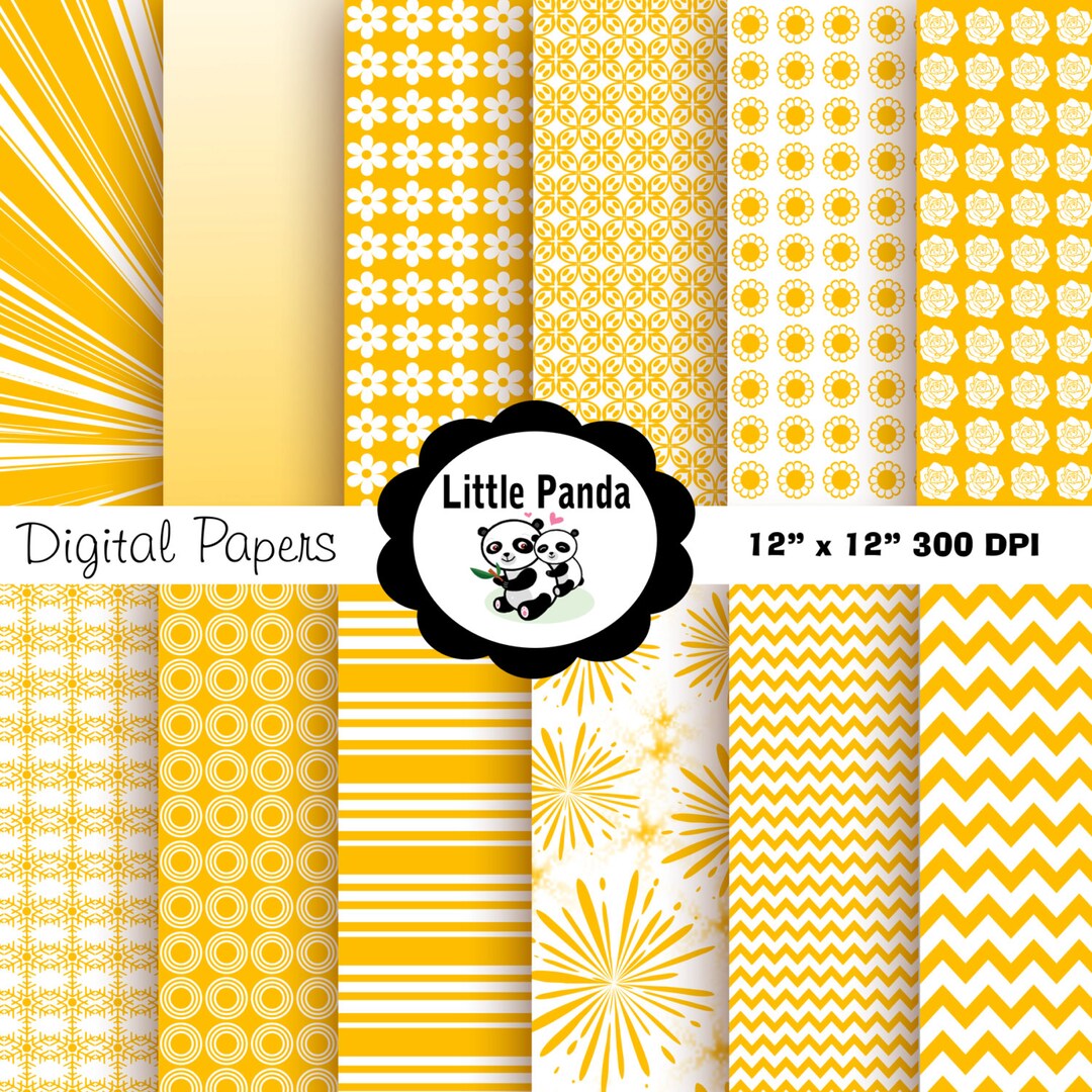 Amber Yellow Digital Paper Pack, Scrapbook Papers, 12 Jpg Files 8.5 X ...