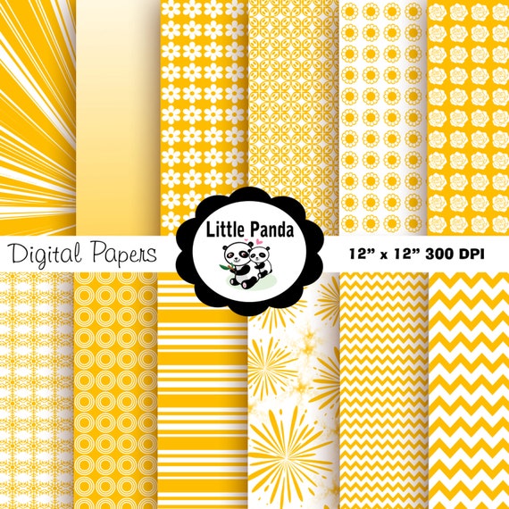 Amber Yellow Digital Paper Pack Scrapbook Papers 12 Jpg - Etsy