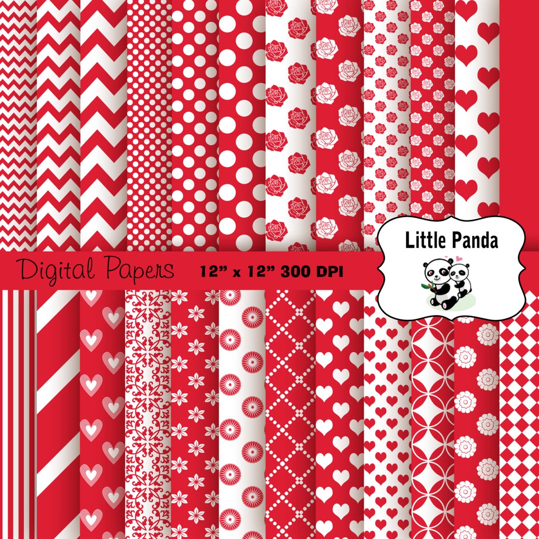 Valentine Digital Scrapbooking Papers 24 Jpg Files 12 X 12 - Instant ...