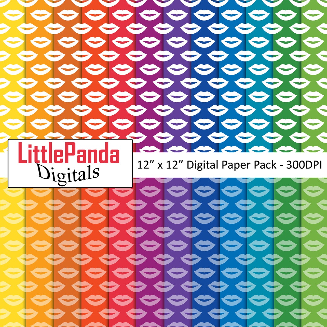 Lips Digital Paper Valentines Day Background Seamless Lips Pattern ...
