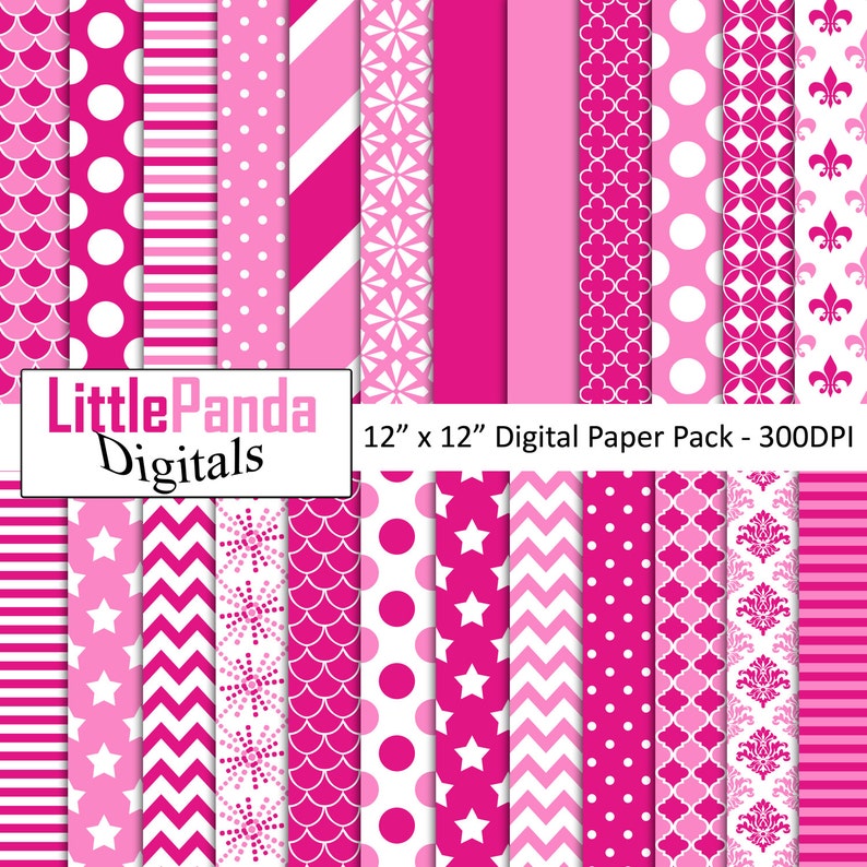 Pink Digital Paper, Scrapbook Papers, Wallpaper, Background, Commercial ...