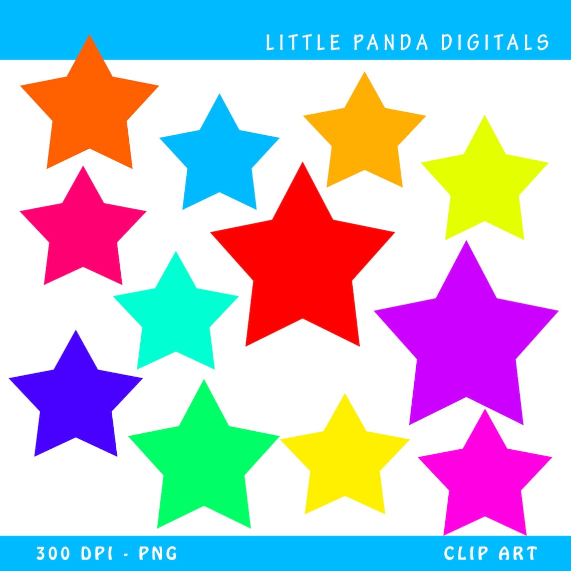 Colorful Stars Digital Clip Art - Instant Download - C02 - Etsy