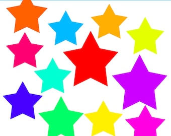 Colorful Stars Digital Clip Art Instant Download C02 - Etsy