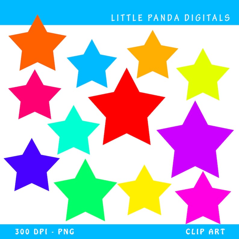 Colorful Stars Digital Clip Art - Instant Download - C02 - Etsy
