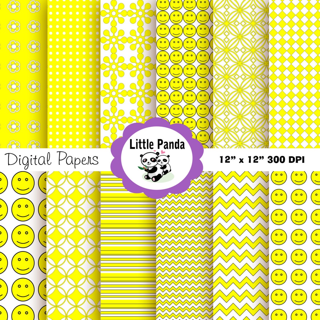Smiley Digital Paper Pack, Scrapbook Papers, 12 Jpg Files 12 X 12 ...