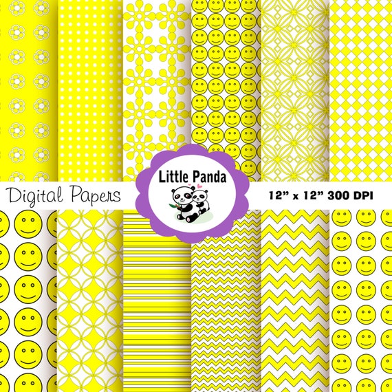 Smiley Digital Paper Pack Scrapbook Papers 12 Jpg Files 12 X - Etsy